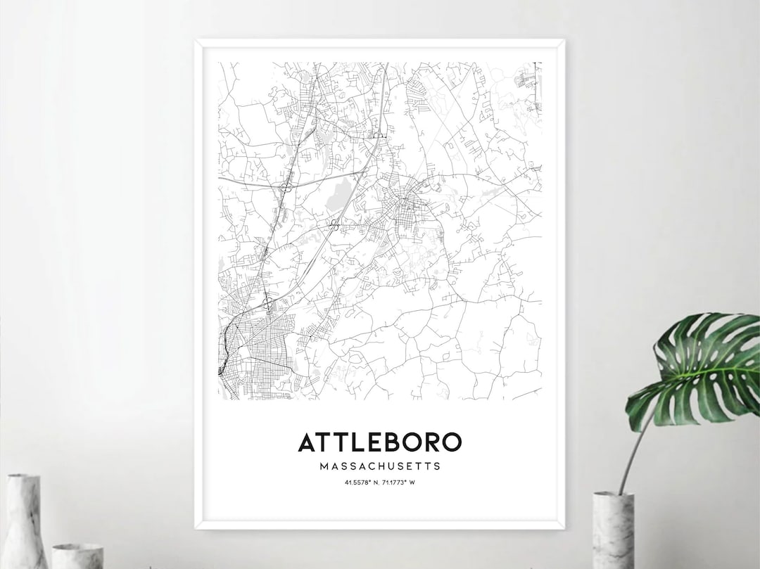 Attleboro Map Print, Attleboro Map Poster Wall Art, Ma City Map ...