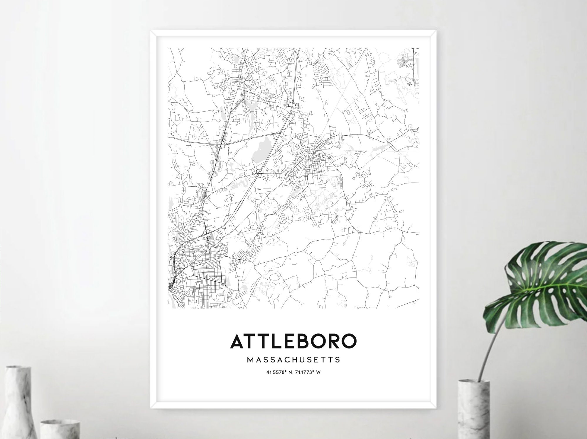 Attleboro Map Print, Attleboro Map Poster Wall Art, Ma City Map ...