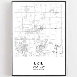 Erie Map Print Erie Map Poster Wall Art Co City Map | Etsy