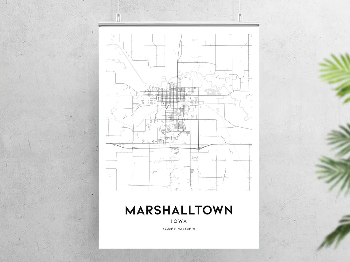 Marshalltown Map Print Marshalltown Map Poster Wall Art Ia | Etsy