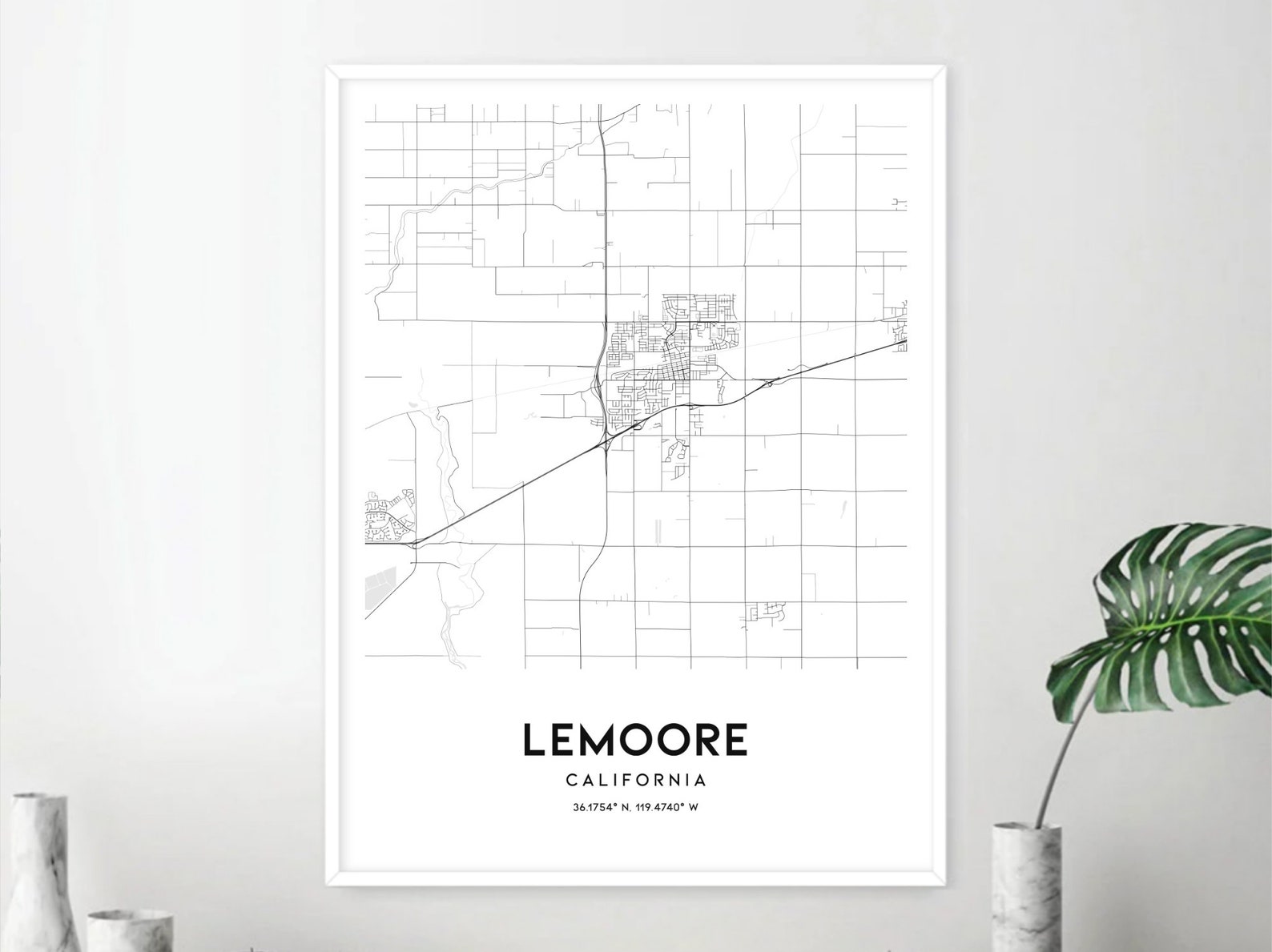 Lemoore Map Print, Lemoore Map Poster Wall Art, Ca City Map, California ...