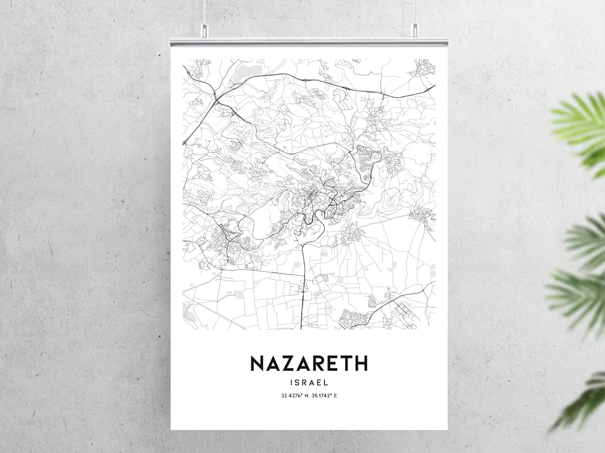 Nazareth Map Print Nazareth Map Poster Wall Art Nazareth | Etsy