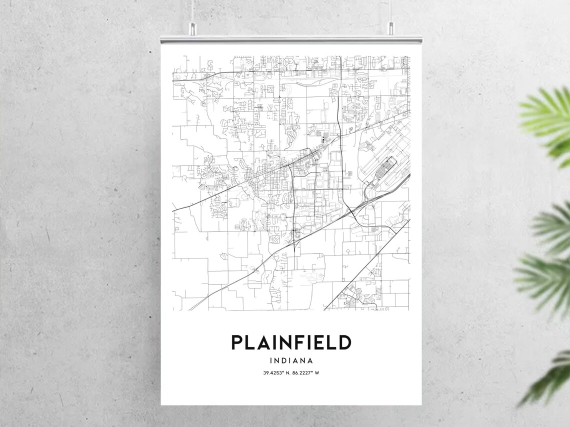 Plainfield Map Print Plainfield Map Poster Wall Art In City | Etsy