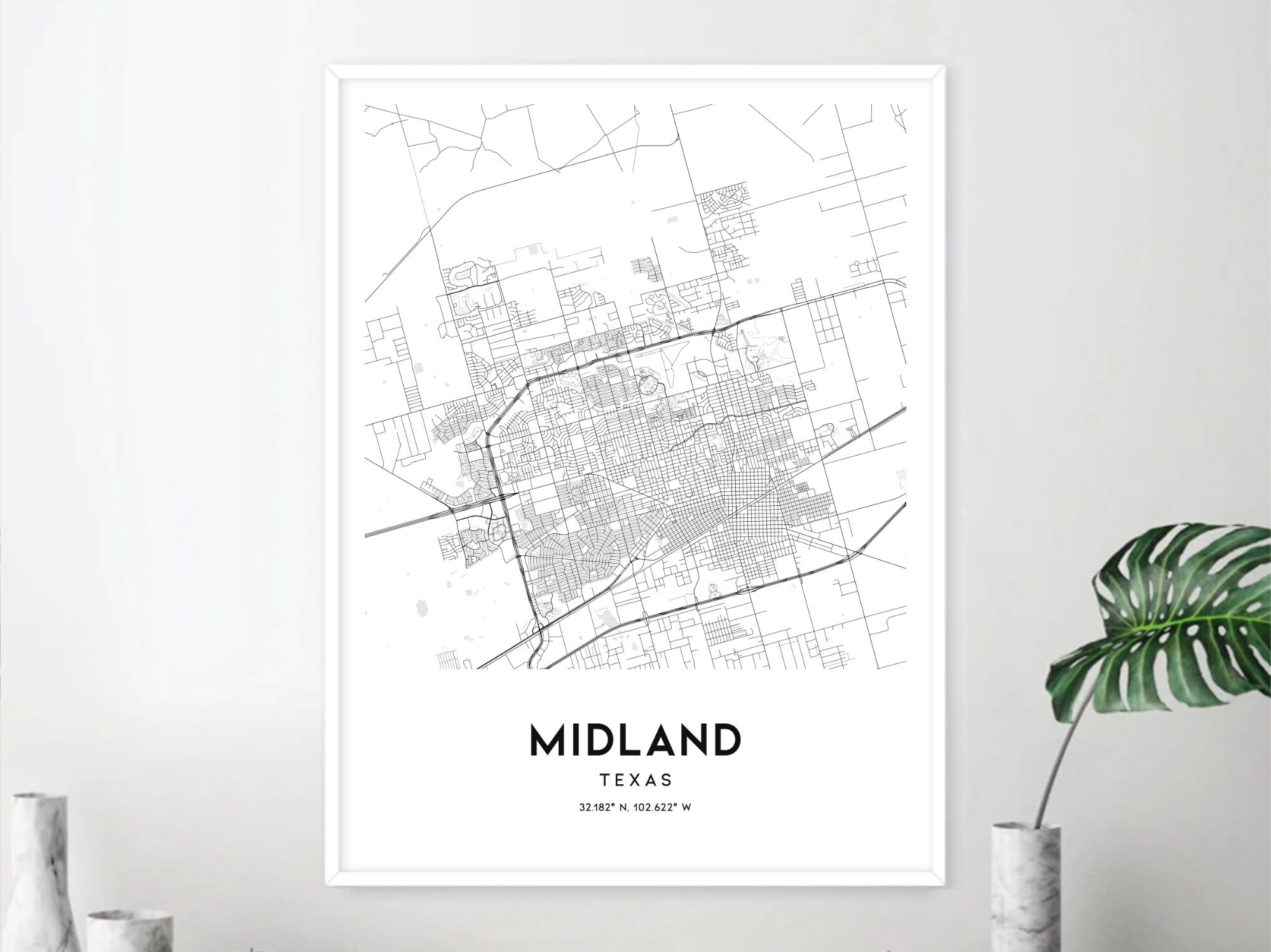 Midland Map Print Midland Map Poster Wall Art Tx City Map - Etsy