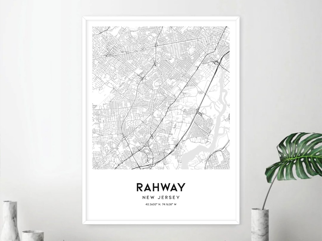 Rahway Map Print, Rahway Map Poster Wall Art, Nj City Map, New Jersey ...