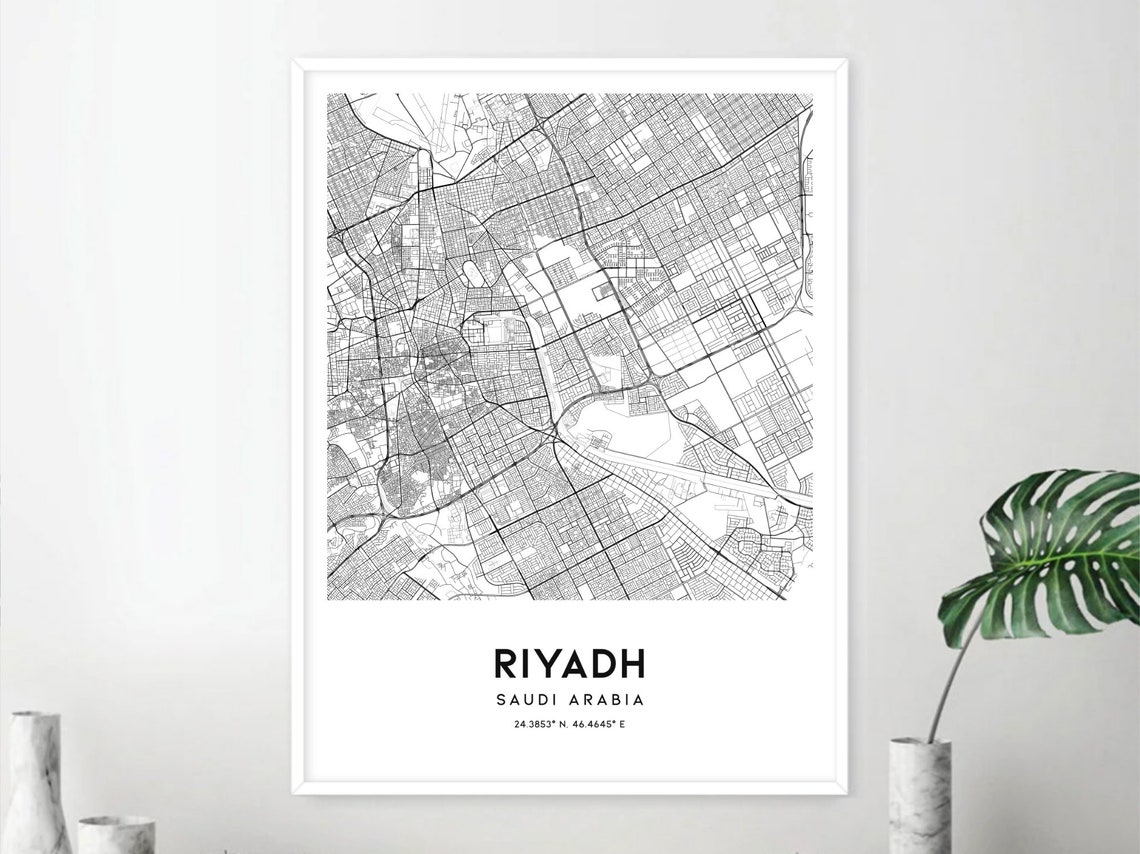 Riyadh Map Print, Riyadh Map Poster Wall Art, Riyadh City Map, Riyadh ...