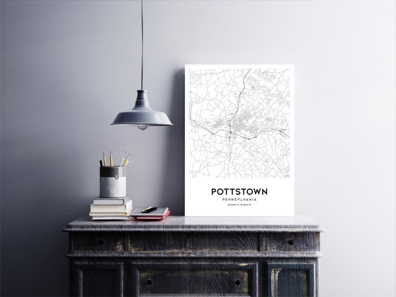 Pottstown Map Print Pottstown Map Poster Wall Art Pa City - Etsy