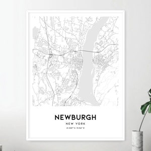Newburgh Map Print, Newburgh Map Poster Wall Art, Ny City Map, New York ...