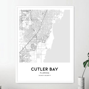 Cutler Bay Map Print, Cutler Bay Map Poster Wall Art, Fl City Map ...