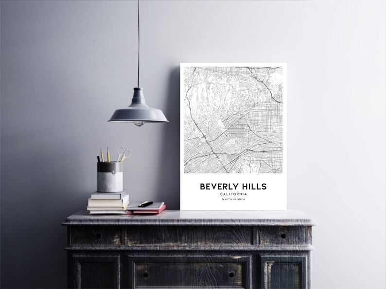 Beverly Hills Map Print Beverly Hills Map Poster Wall Art Ca - Etsy