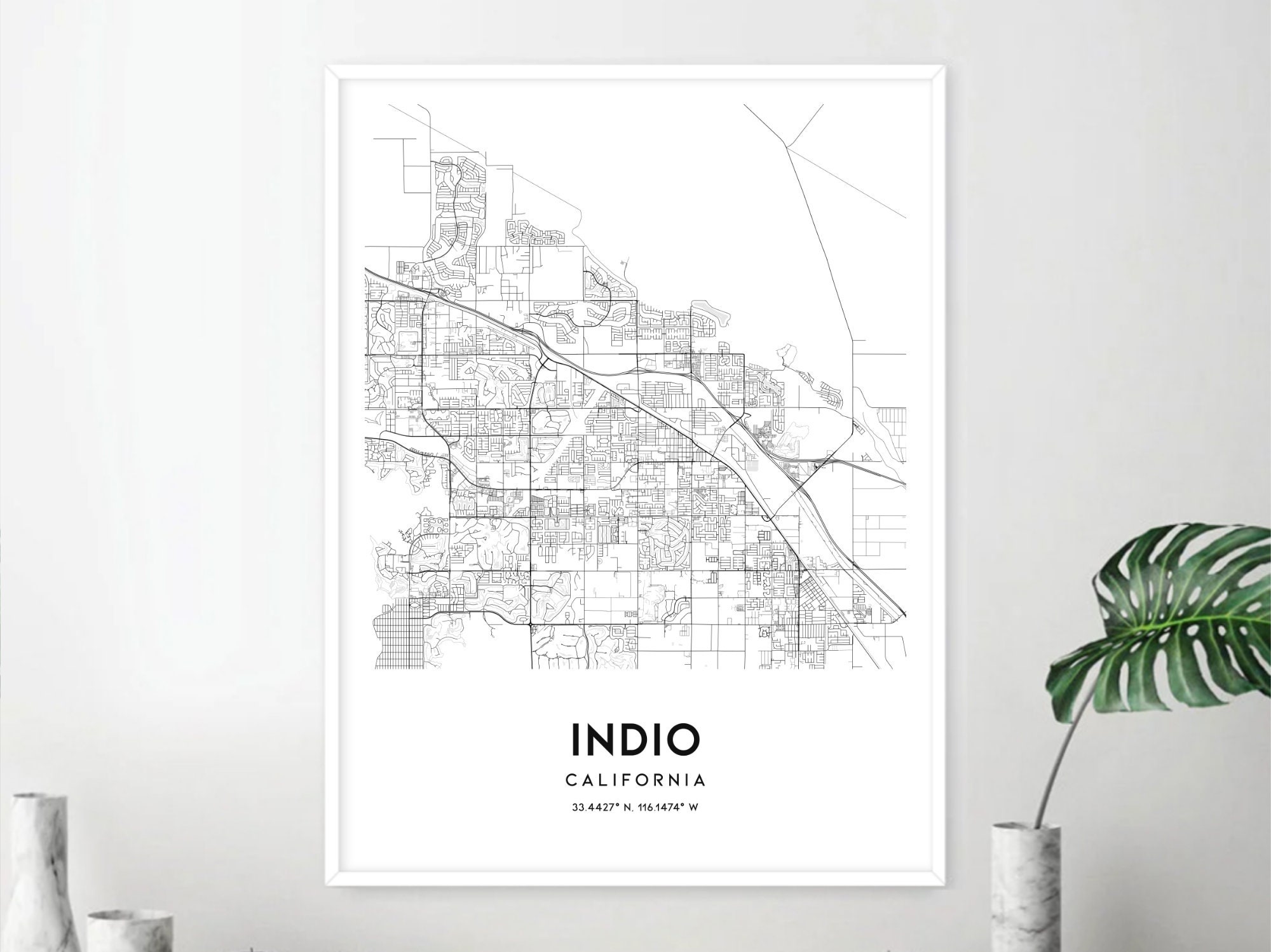 Indio Map Print Indio Map Poster Wall Art Ca City Map - Etsy