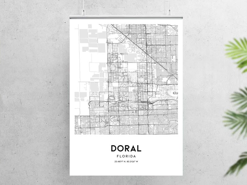 Doral Map Print Doral Map Poster Wall Art Fl City Map | Etsy