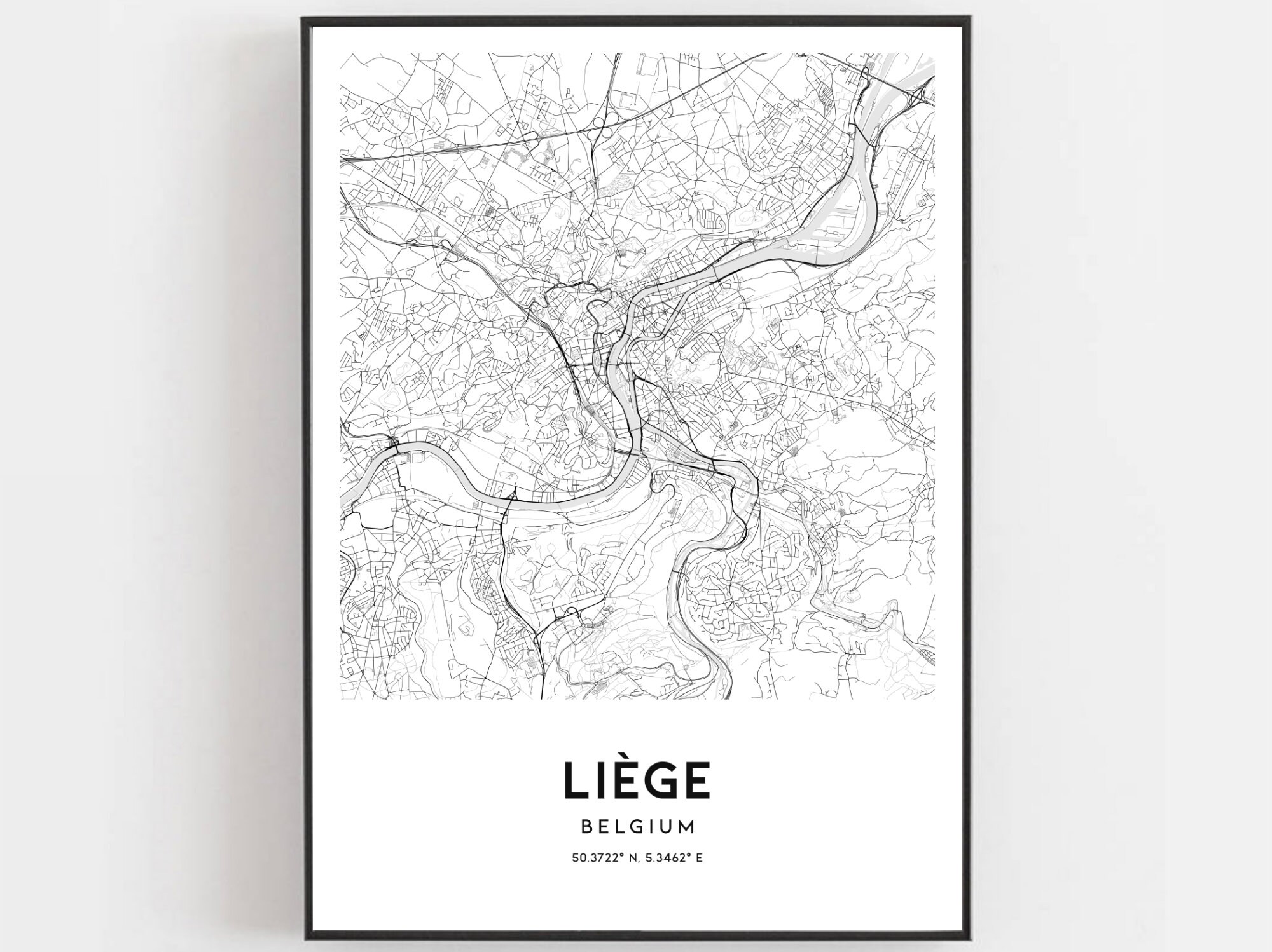 Liège Map Print Liège Map Poster Wall Art Liège City Map | Etsy