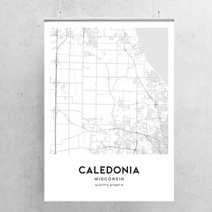 Caledonia Map Print Caledonia Map Poster Wall Art Wi City | Etsy
