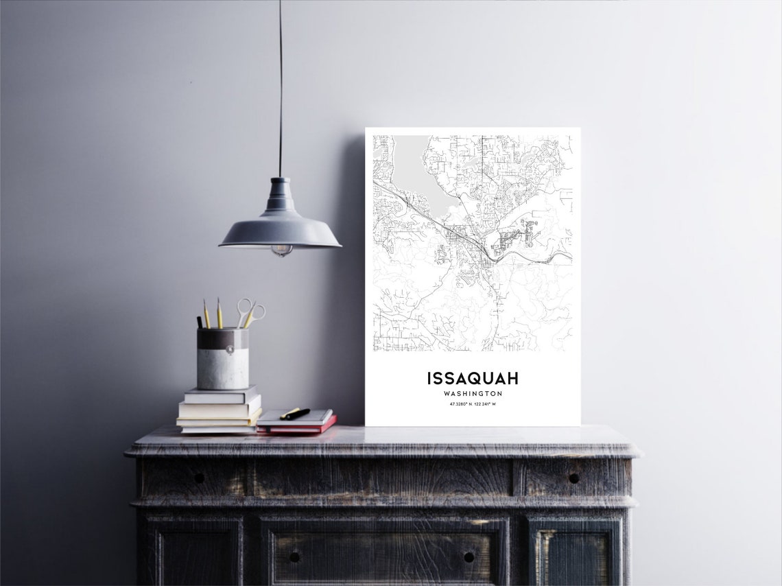 Issaquah Map Print Issaquah Map Poster Wall Art Wa City | Etsy