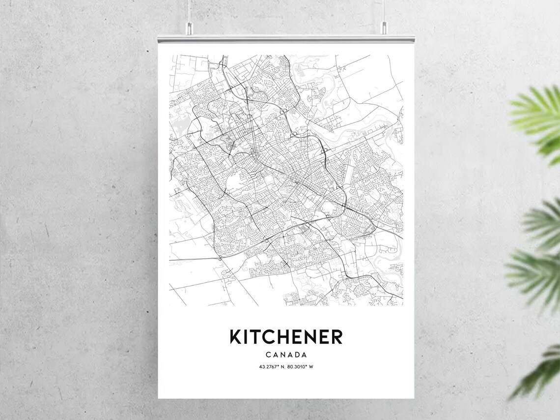 Kitchener Map Print Kitchener Map Poster Wall Art Kitchener | Etsy