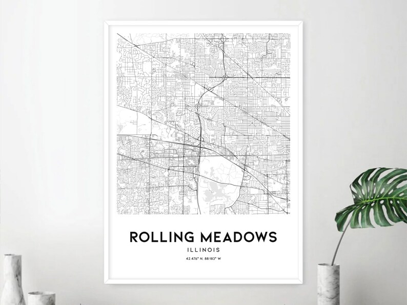 Rolling Meadows Map Print, Rolling Meadows Map Poster Wall Art, Il City ...