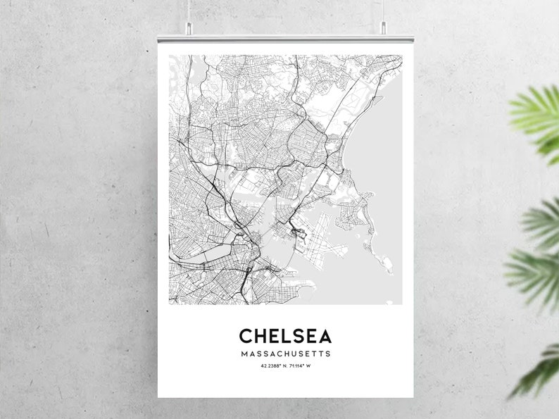 Chelsea Map Print Chelsea Map Poster Wall Art Ma City Map | Etsy