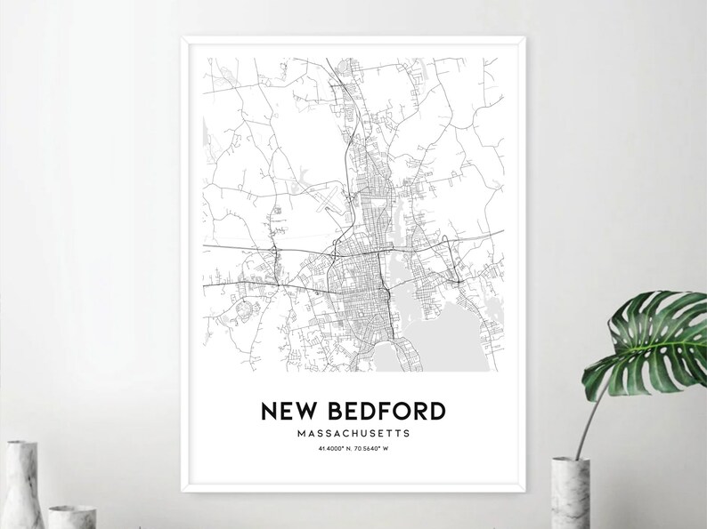 New Bedford Map Print, New Bedford Map Poster Wall Art, Ma City Map ...