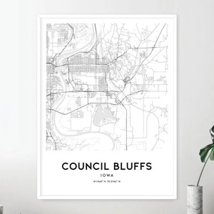 Council Bluffs Map Print, Council Bluffs Map Poster Wall Art, Ia City ...