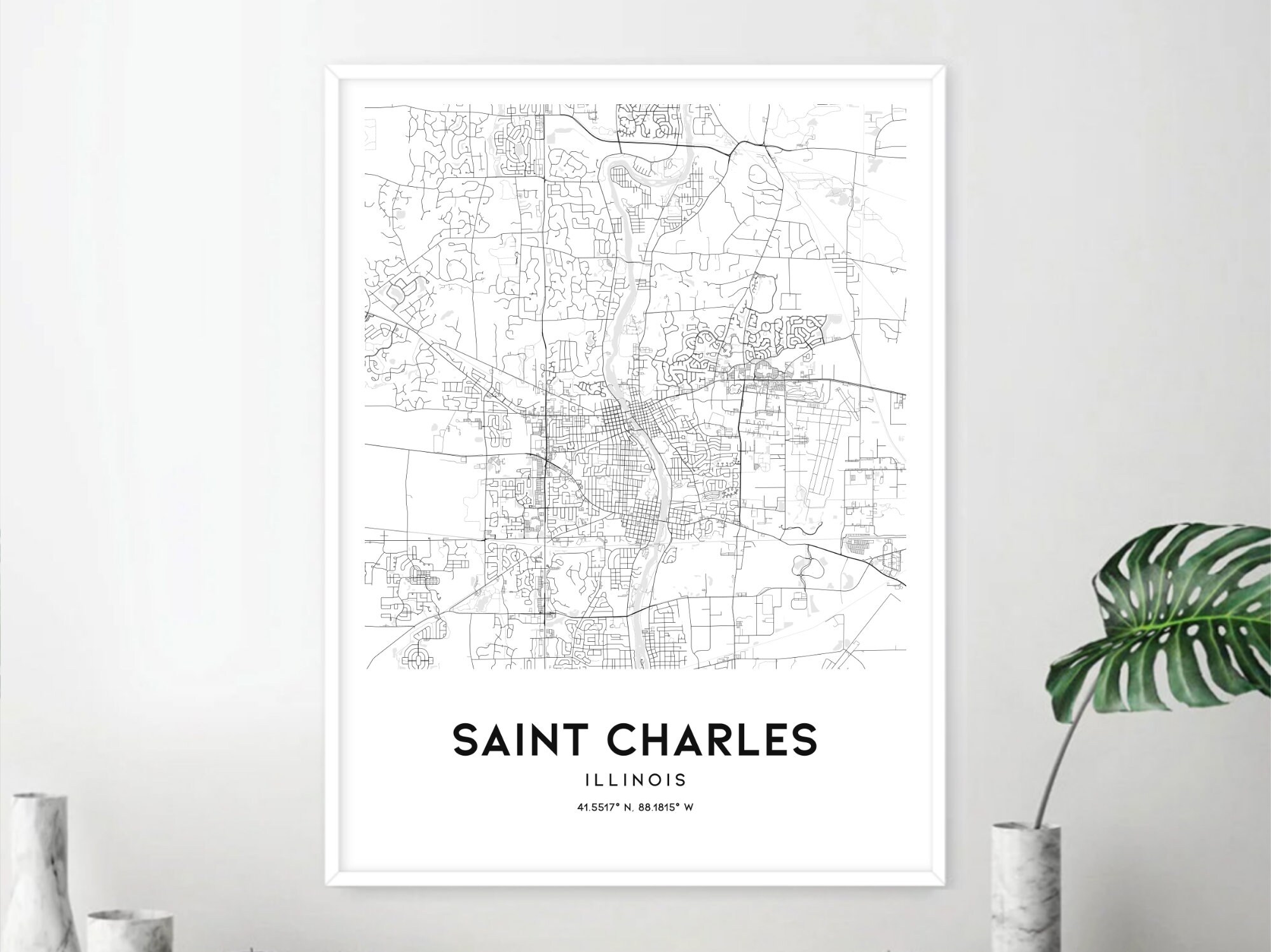 Saint Charles Map Print, Saint Charles Map Poster Wall Art, Il City Map ...
