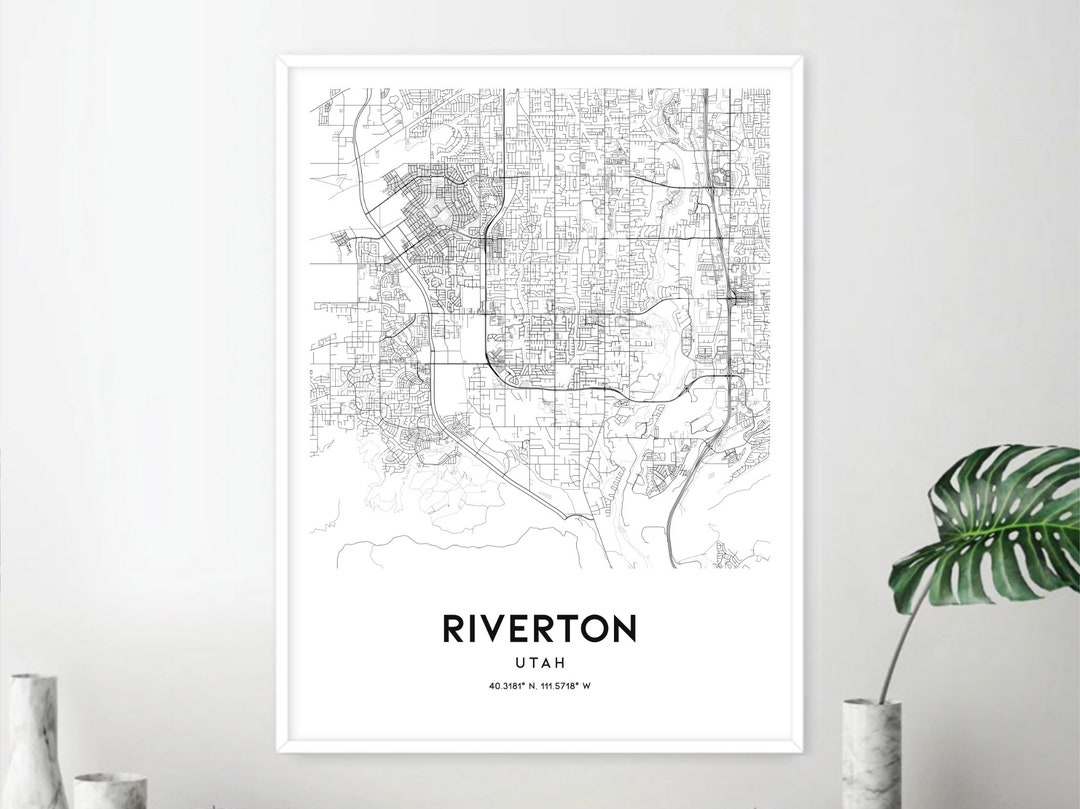 Riverton Map Print, Riverton Map Poster Wall Art, Ut City Map, Utah ...