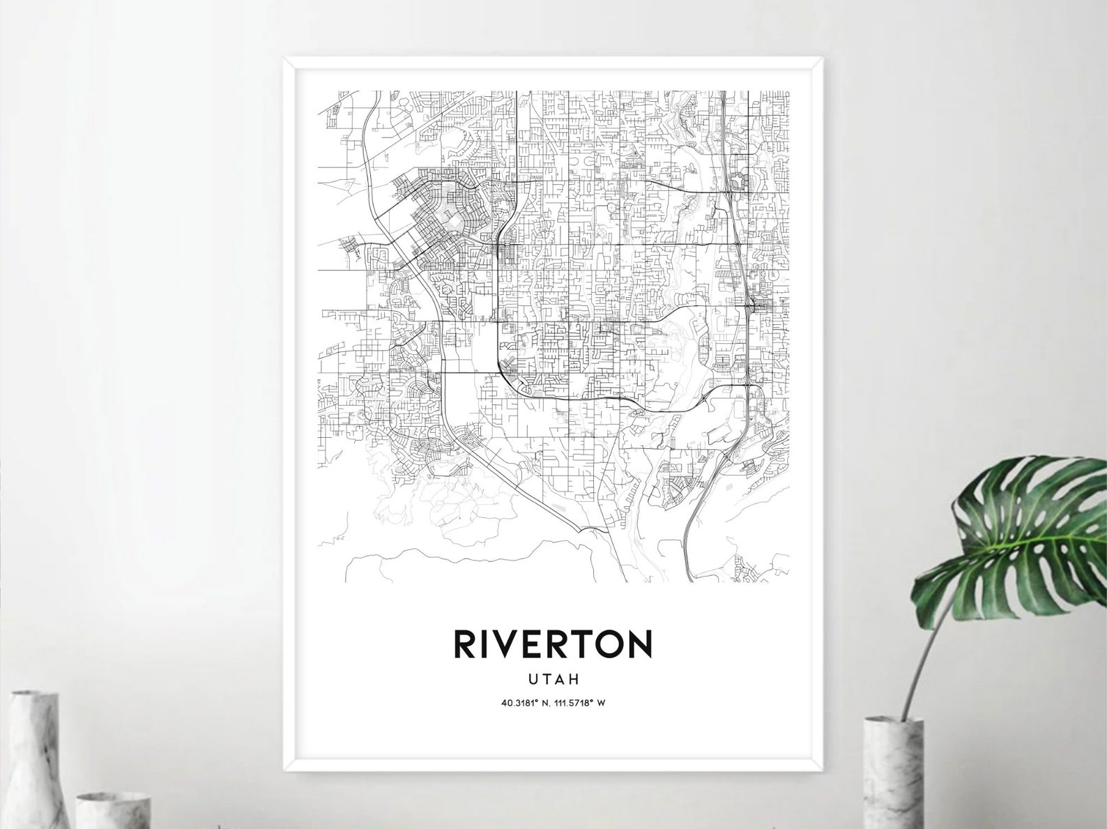 Riverton Map Print Riverton Map Poster Wall Art Ut City Map | Etsy