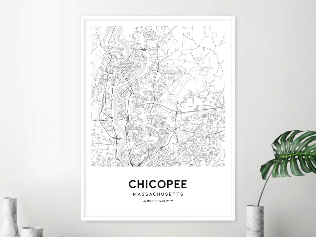 Chicopee Map Print, Chicopee Map Poster Wall Art, Ma City Map ...