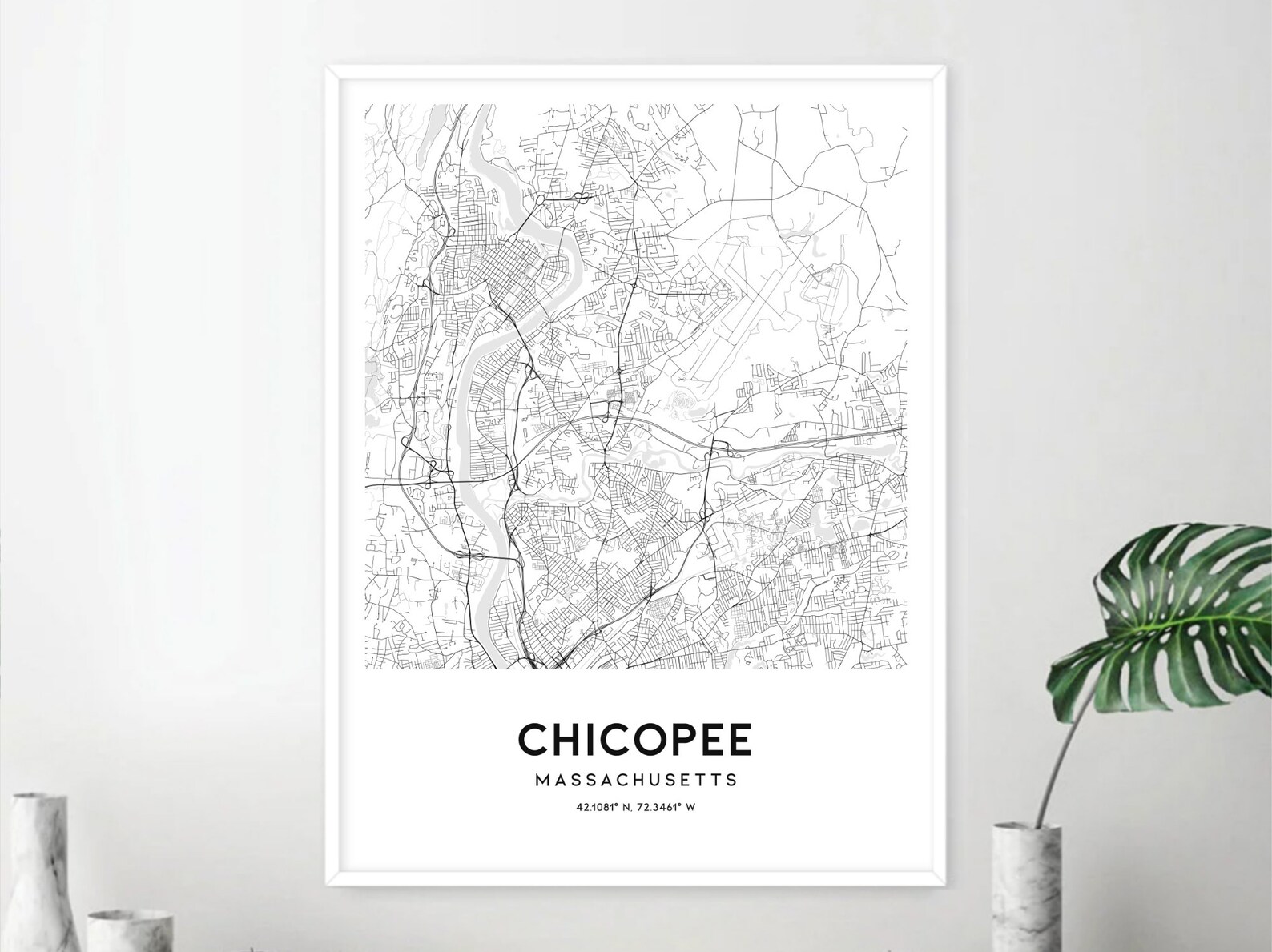 Chicopee Map Print, Chicopee Map Poster Wall Art, Ma City Map ...