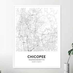 Chicopee Map Print, Chicopee Map Poster Wall Art, Ma City Map ...