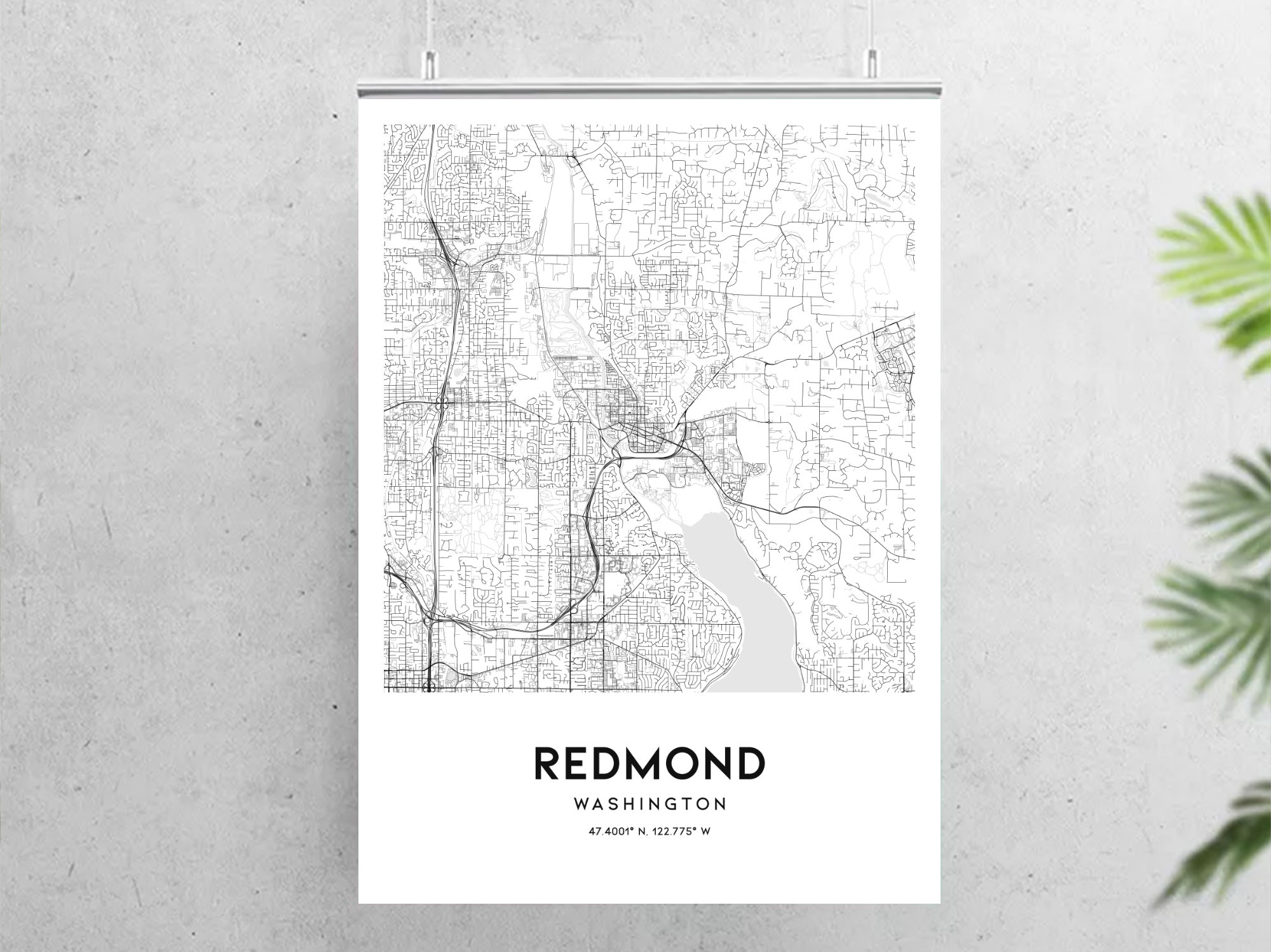 Redmond Map Print Redmond Map Poster Wall Art Wa City Map | Etsy