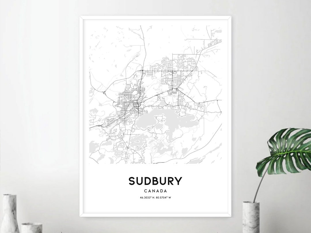 Sudbury Map Print, Sudbury Map Poster Wall Art, Sudbury City Map ...