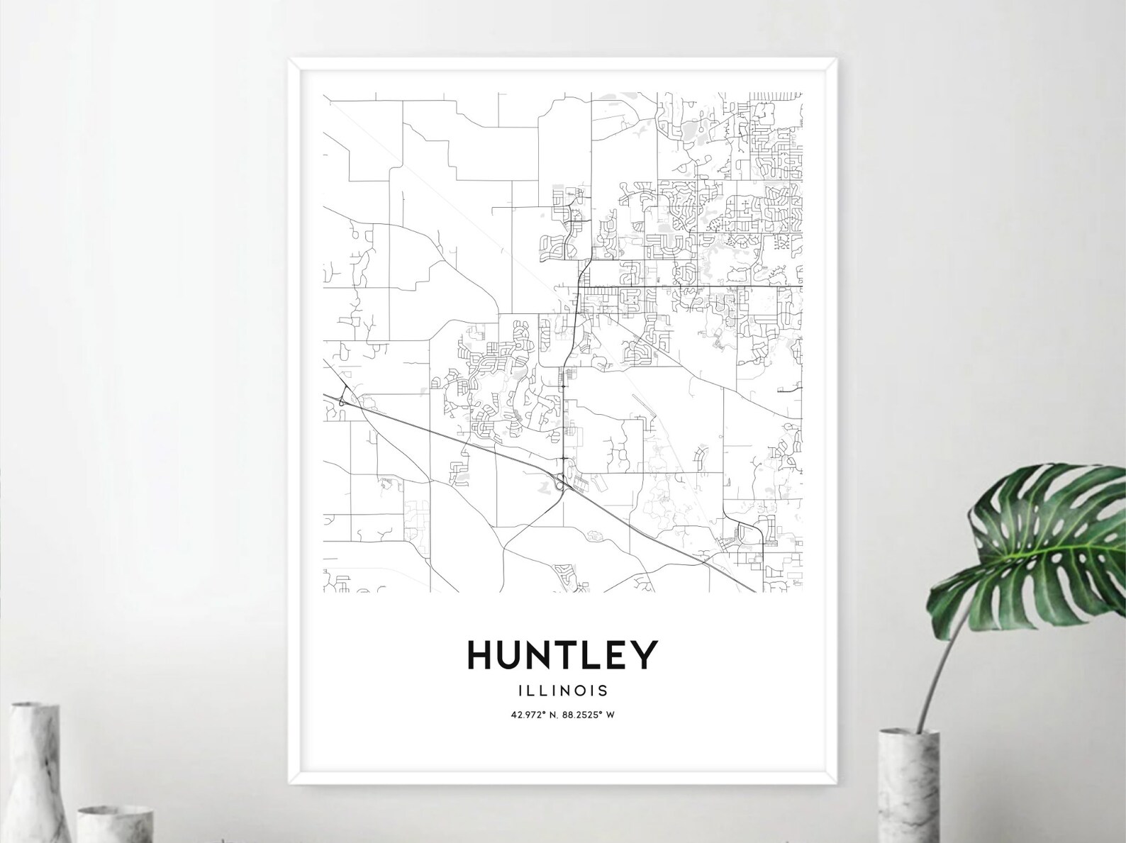 Huntley Map Print Huntley Map Poster Wall Art Il City Map - Etsy