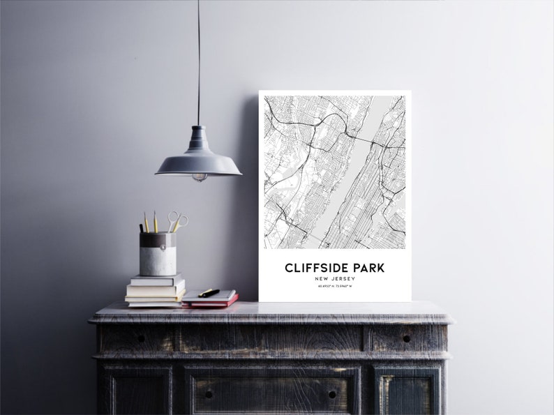 Cliffside Park Map Print, Cliffside Park Map Poster Wall Art, Nj City ...