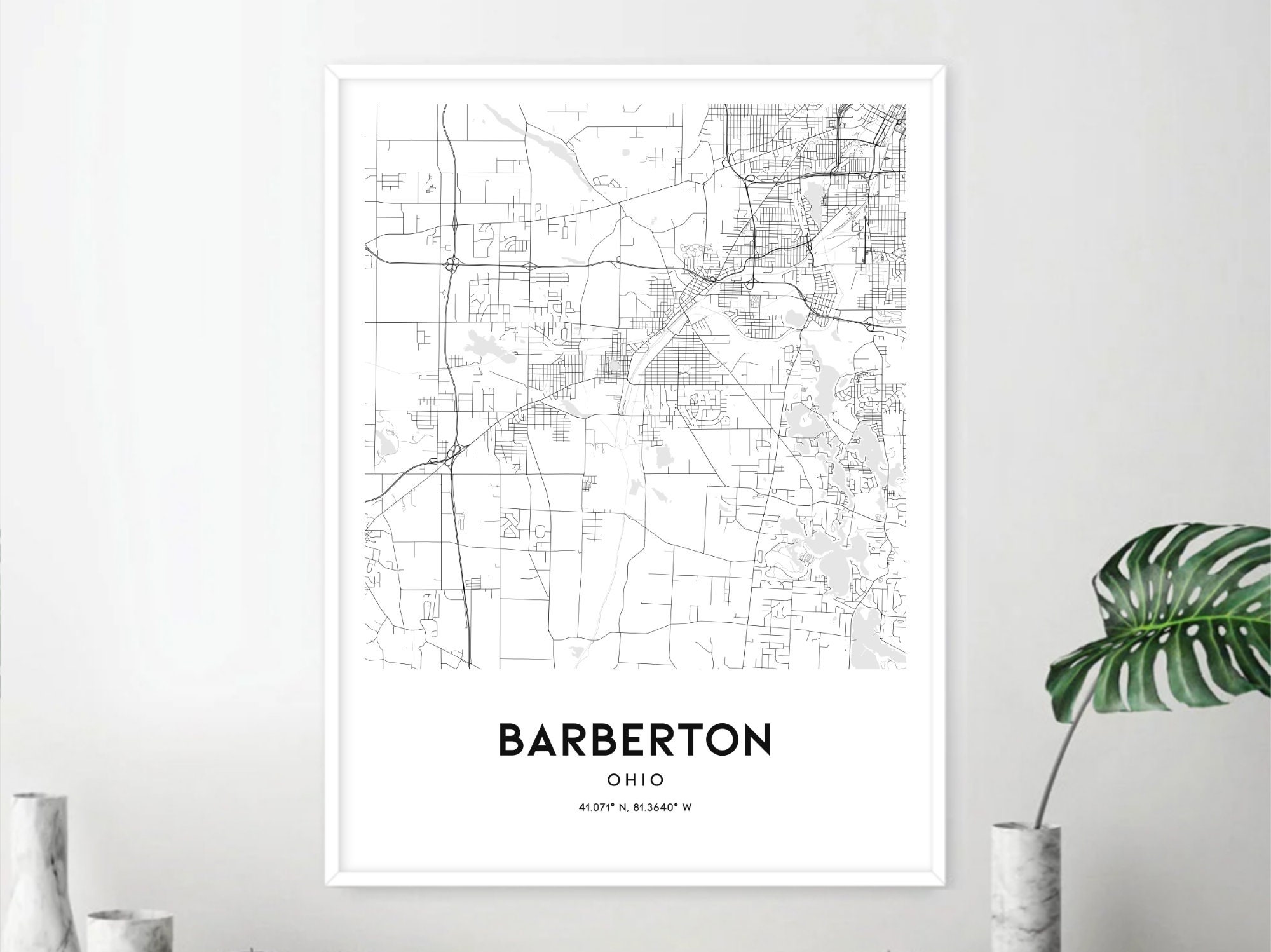 Barberton Map Print, Barberton Map Poster Wall Art, Oh City Map, Ohio ...