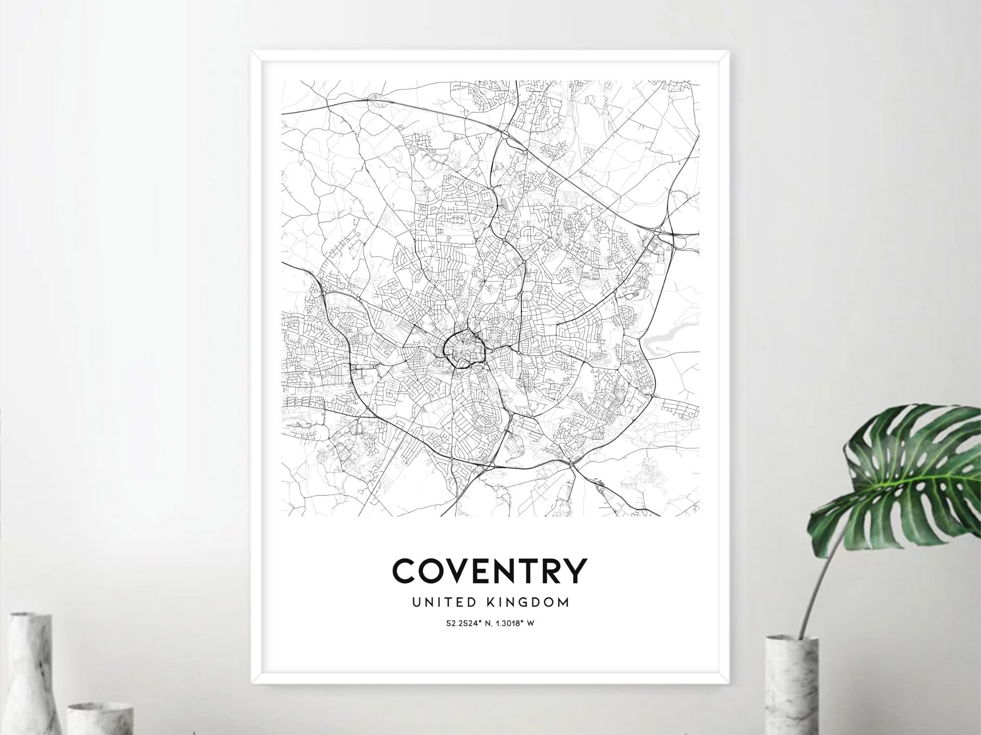 Coventry Map Print, Coventry Map Poster Wall Art, Coventry City Map ...