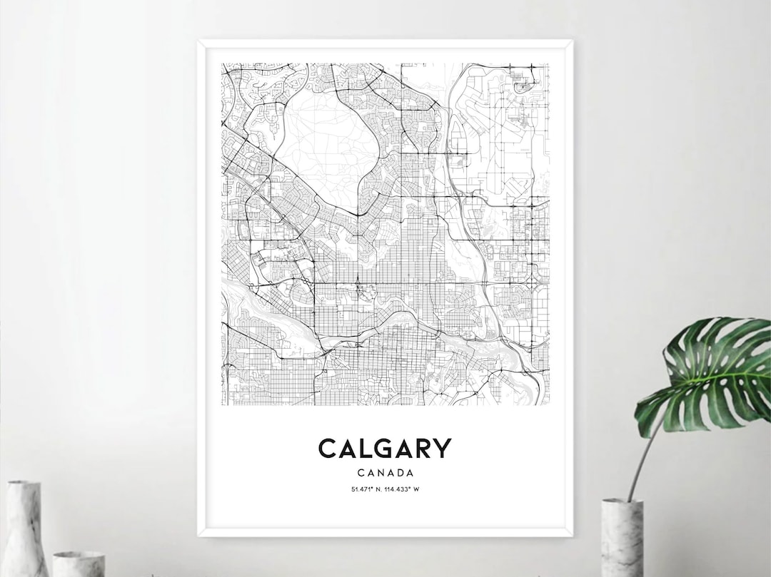 Calgary Map Print Calgary Map Poster Wall Art Calgary City - Etsy