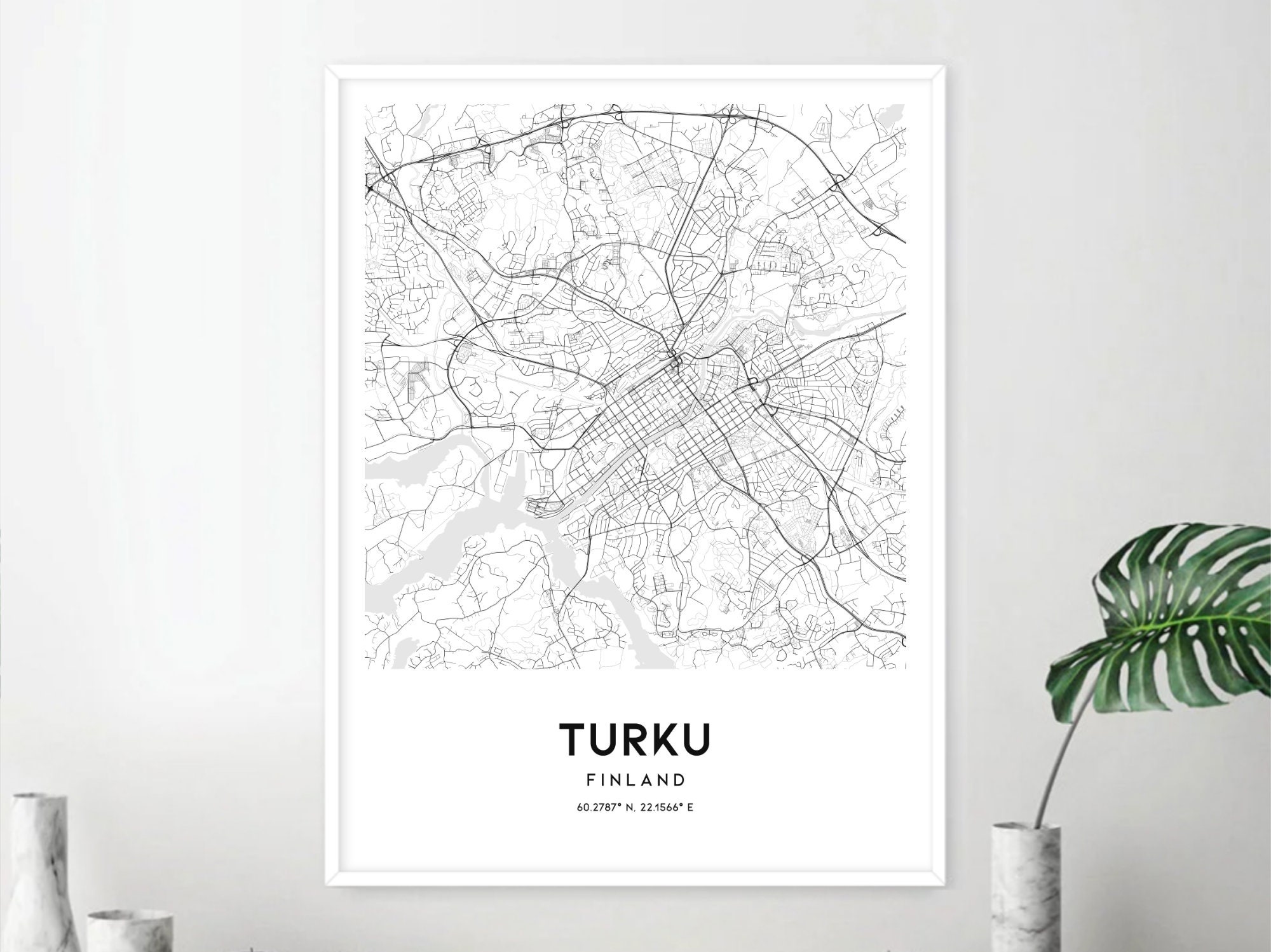 Turku Map Print, Turku Map Poster Wall Art, Turku City Map, Turku Print ...