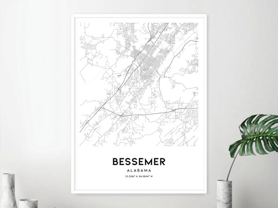 Bessemer Map Print Bessemer Map Poster Wall Art Al City Map | Etsy