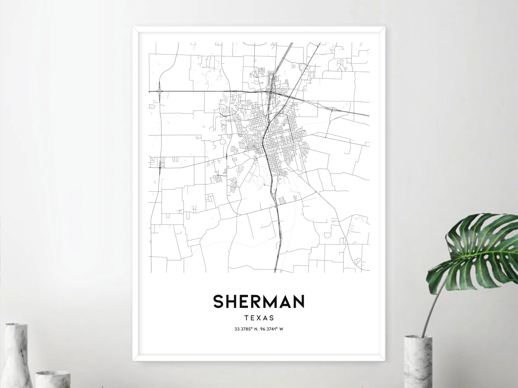 Sherman Map Print Sherman Map Poster Wall Art Tx City Map - Etsy