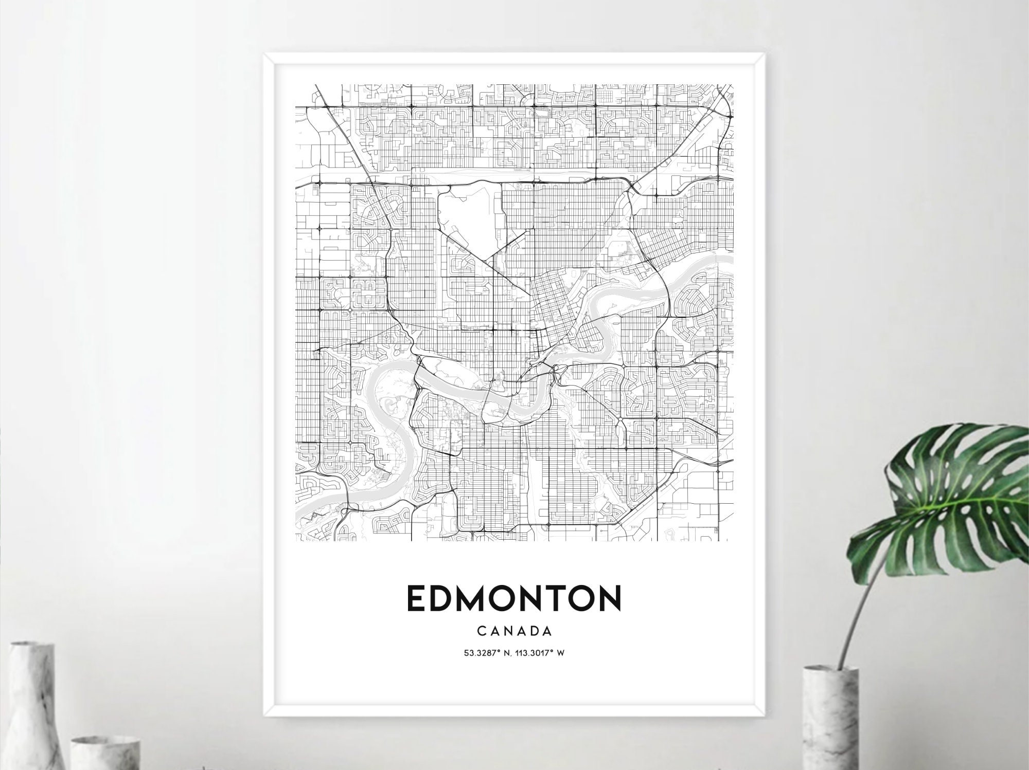 Edmonton Map Print Edmonton Map Poster Wall Art Edmonton | Etsy