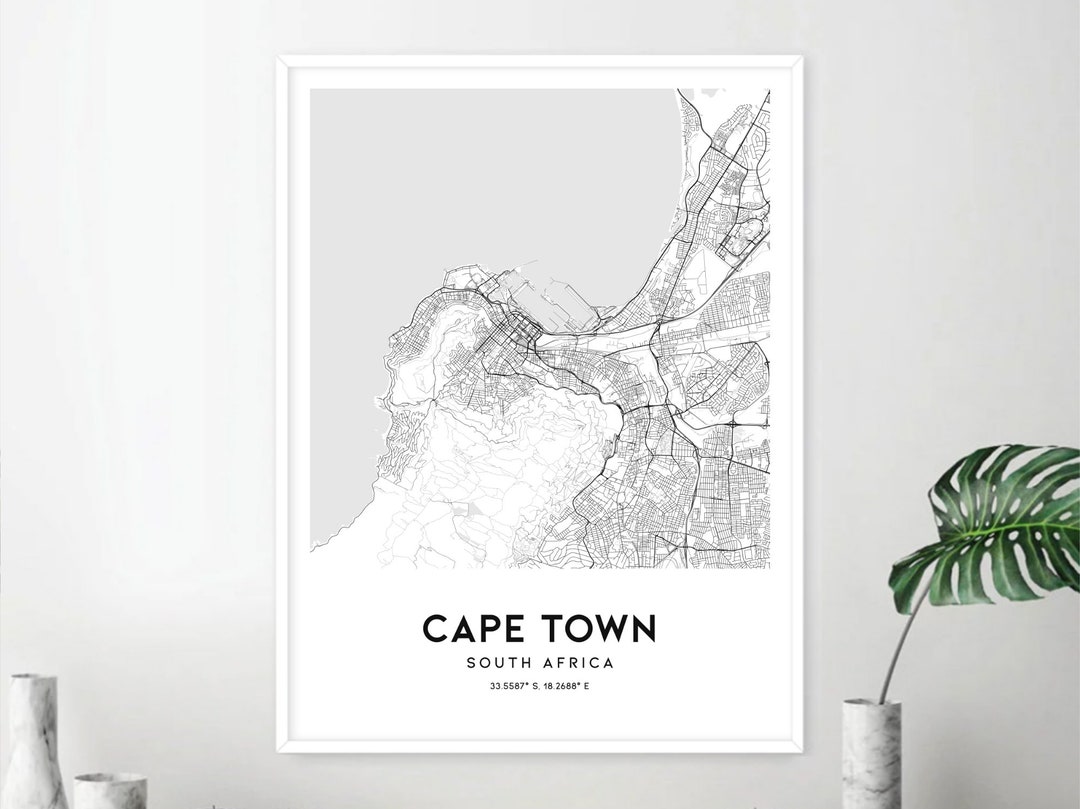 Cape Town Map Print, Cape Town Map Poster Wall Art, Cape Town City Map ...