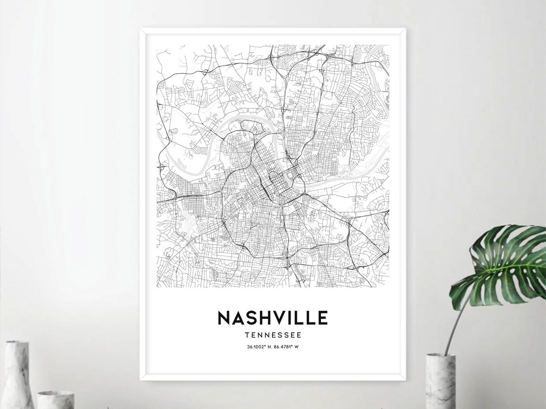 Nashville Map Print, Nashville Map Poster Wall Art, Tn City Map ...