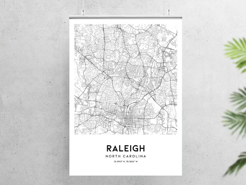 Raleigh Map Print Raleigh Map Poster Wall Art Nc City Map | Etsy