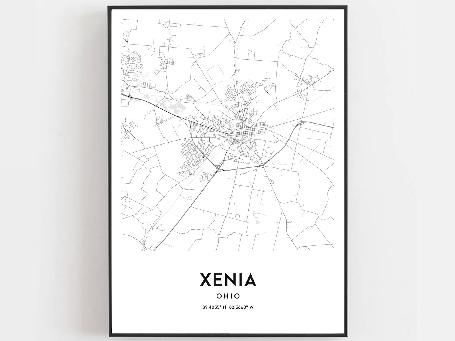 Xenia Map Print Xenia Map Poster Wall Art Oh City Map Ohio | Etsy