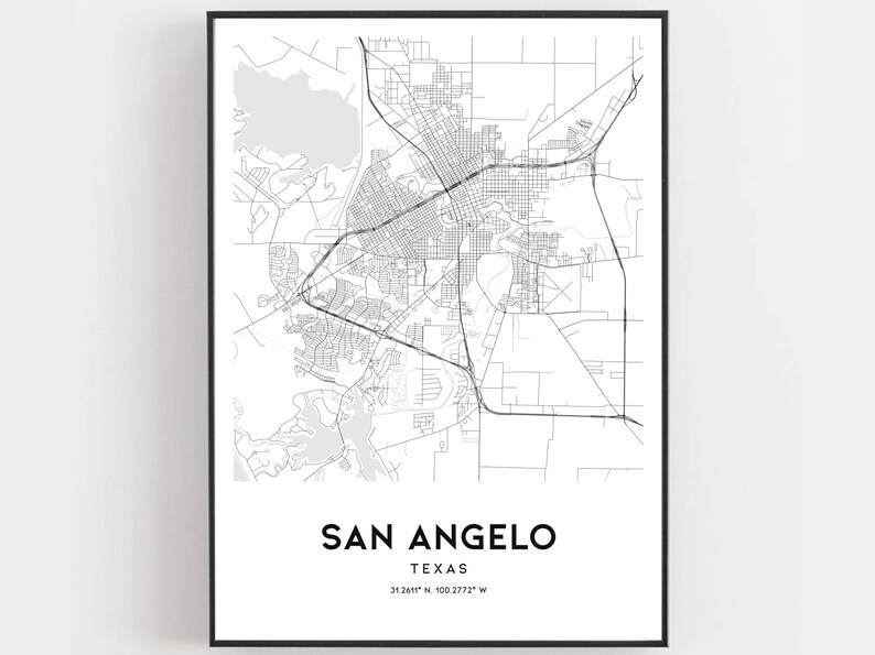 San Angelo Map Print San Angelo Map Poster Wall Art Tx City | Etsy