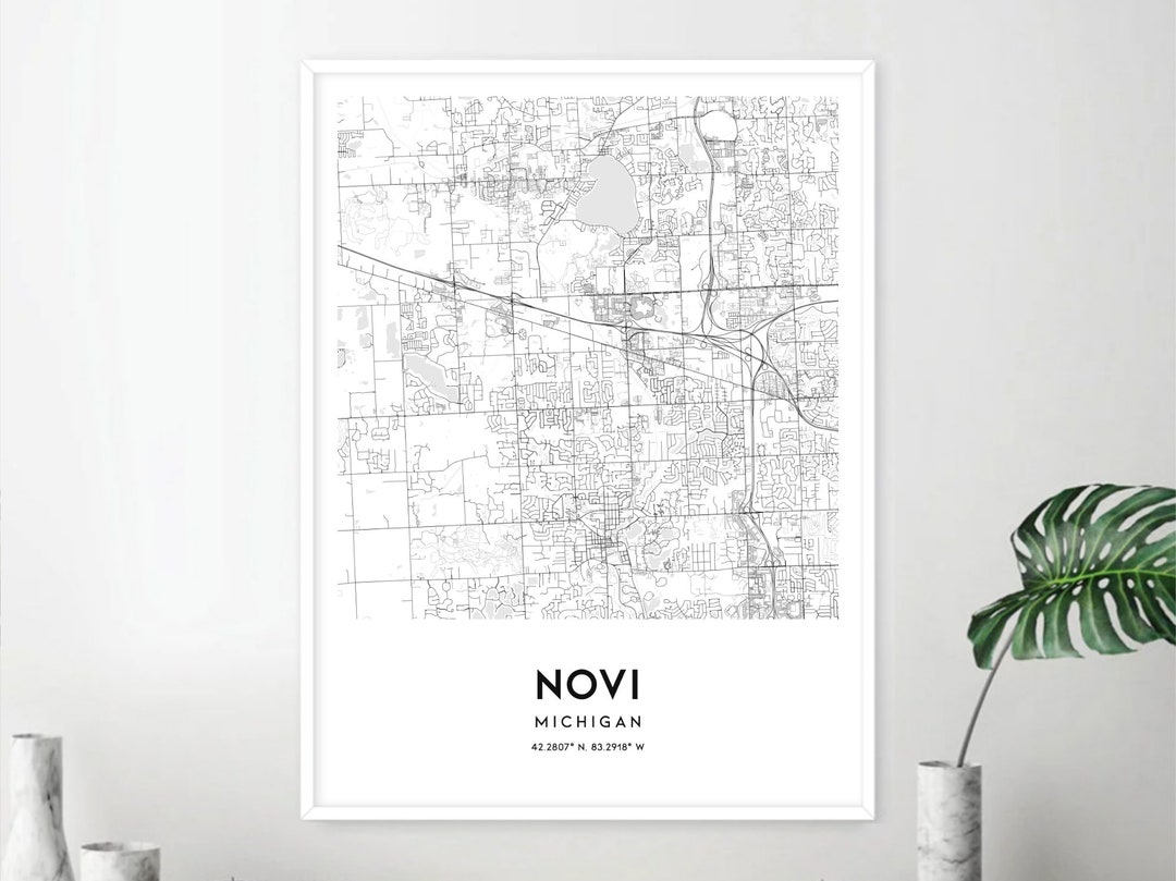 Novi Map Print, Novi Map Poster Wall Art, Mi City Map, Michigan Print ...