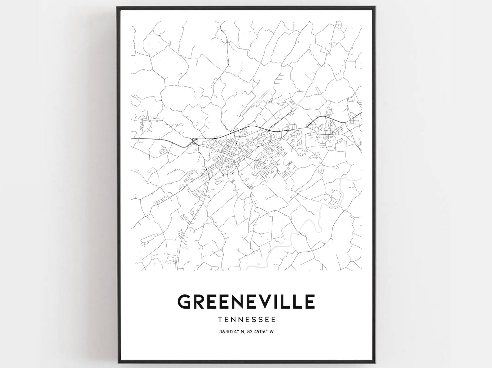 Greeneville Map Print Greeneville Map Poster Wall Art Tn | Etsy