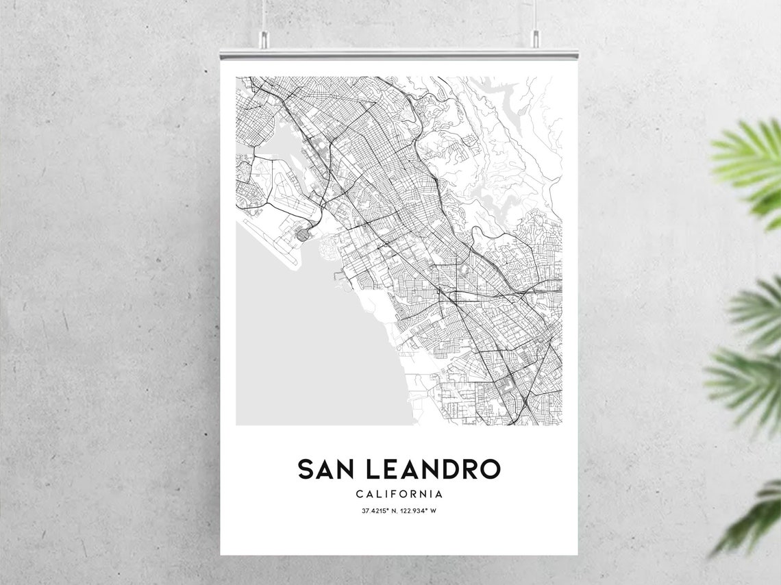 San Leandro Map Print San Leandro Map Poster Wall Art Ca | Etsy