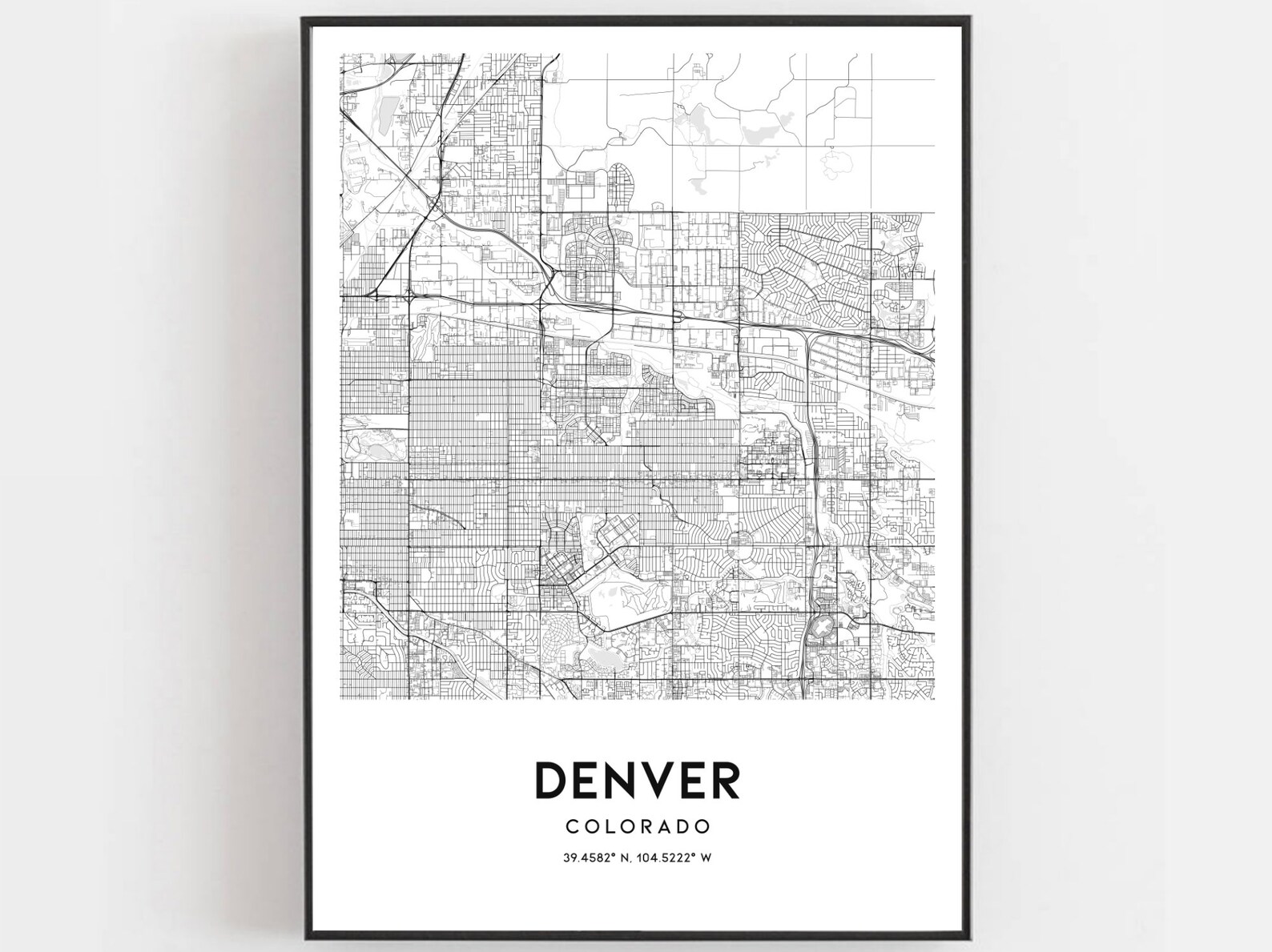 Denver Map Print Denver Map Poster Wall Art Co City Map | Etsy